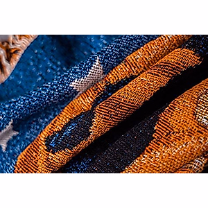 Dafatpig Halloween Blanket Sofa Blanket Fringe Throw Blanket 100% Cotton Lightweight for Chair Sofa Couch Bed Cover Fit Home Cozy Knit Blankets for Autumn