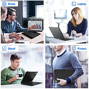 ProCase Keyboard Case for iPad Air 6th 11 inch 2024/Air 5th/4th 10.9" 2022 2020/ iPad Pro 11" 2022 2021 2020 2018, 360 Degree Rotation Wireless Keyboard with 7 Colors Backlit, Auto Sleep/Wake -Black