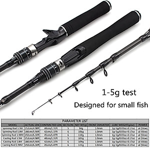 New 1.5m 1.8m 1.92m Ultra-Light Ul Power Telescopic Lure Rod, Rotating Casting Rod, Bait Weight 1-5g, Small Fishing Rod for Children and Beginners ZYHYD (Color : Spinning Rod, Length : 150cm)
