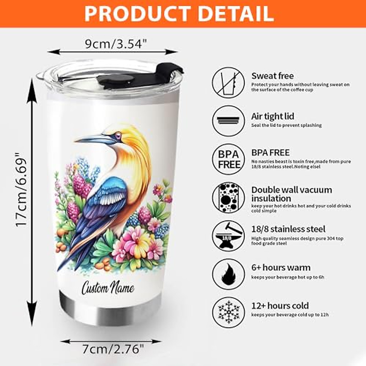 Gannet Gifts, Personalized Tumbler with Gannet Animal’s Name – Custom Cup for Animal Lovers, Gift for Women, Men, Boys, Girls, Gift for Birthdays & Christmas, 20oz Steel Coffee Cup X7gJB4