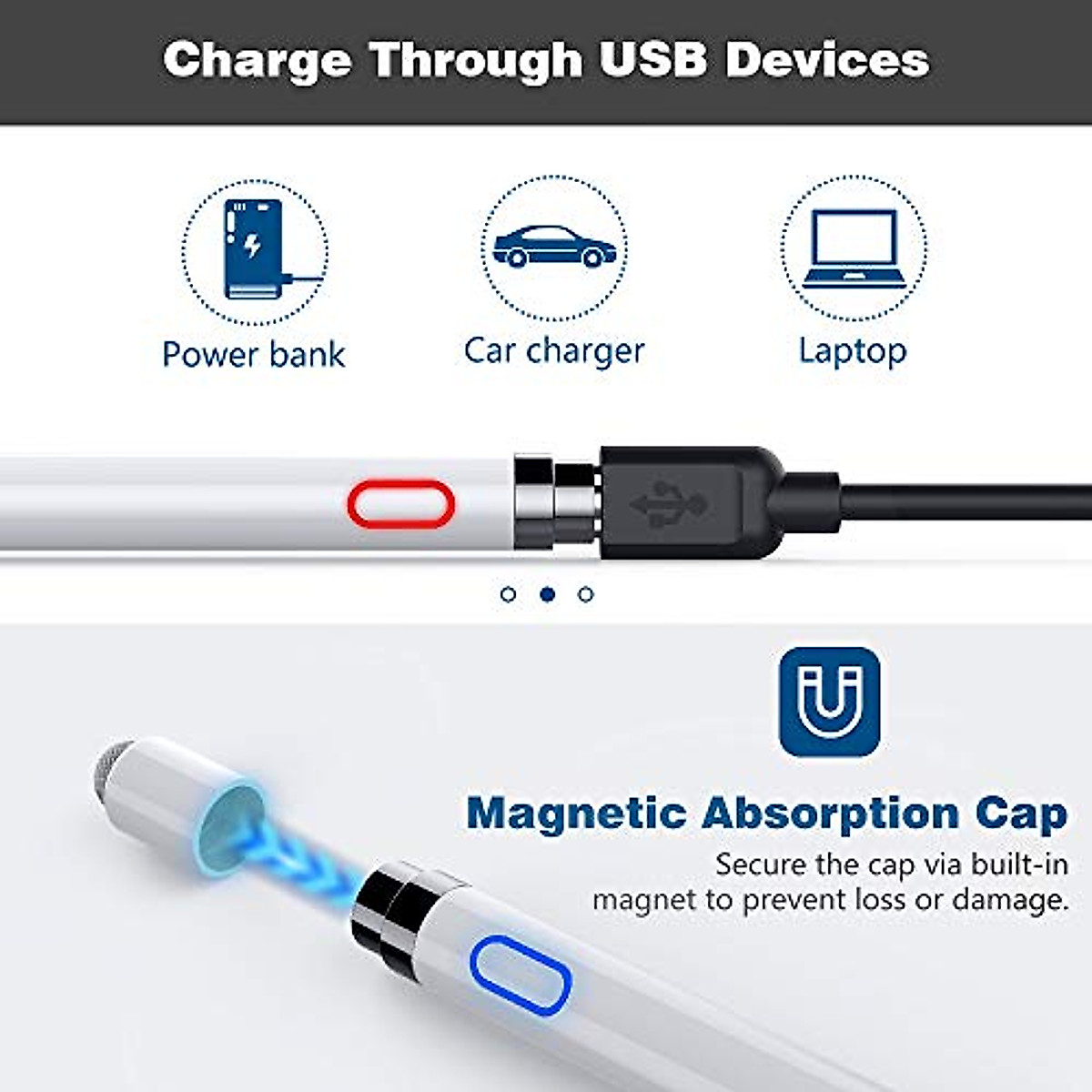 TiMOVO Stylus Pen for iPad, Apple Pencil for iPad 10/9/8/7/6th Generation,2022 iPad Pro 12.9/11,iPad Air 5/4/3,Mini 6/5 Precise Writing/Drawing, Palm Rejection Apple Pen for Touch Screen, White