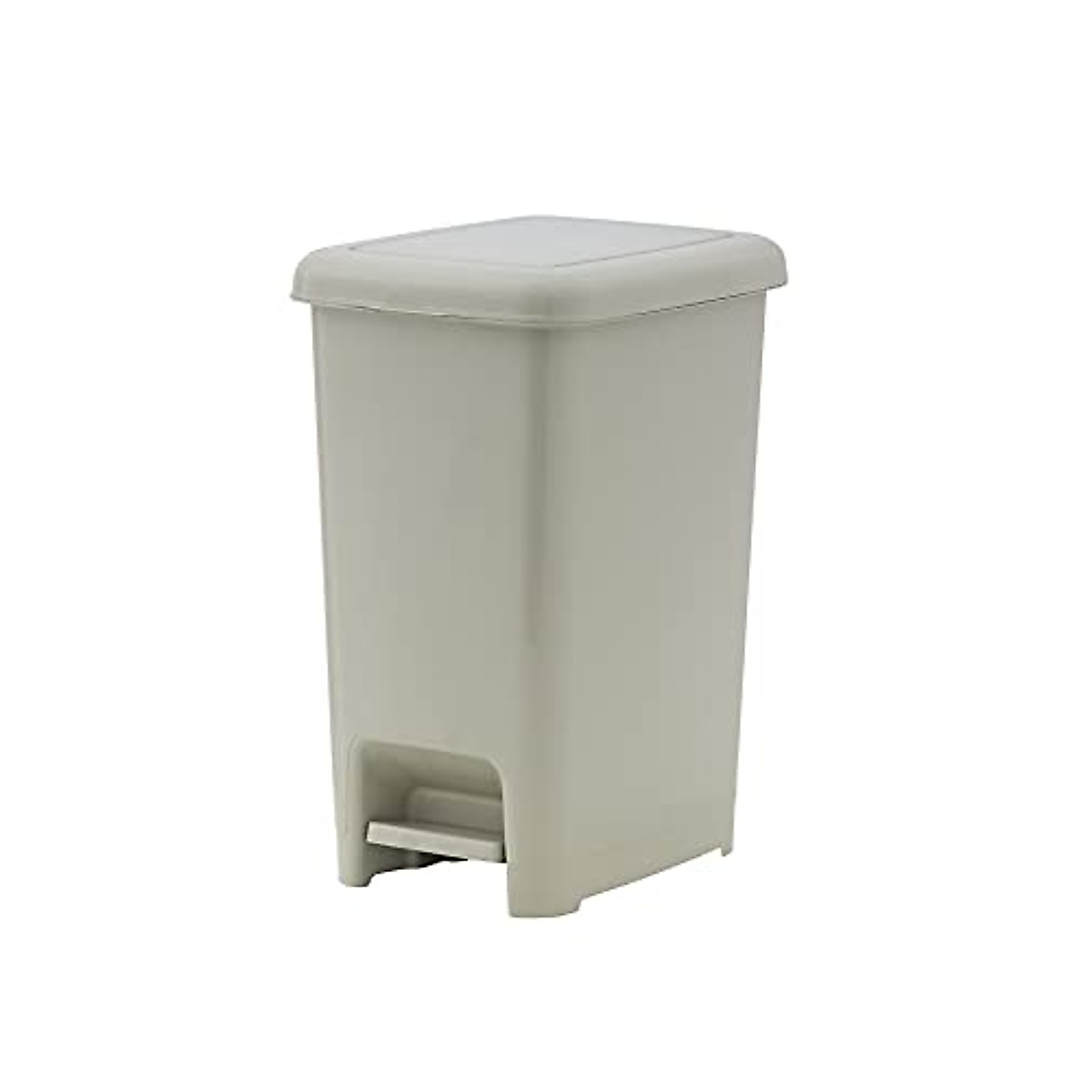 Plastic Slim Step-On Pedal Trash Can,10.5 Gal Waste Bin for Under Desk, Office, Bedroom, Bathroom- 42 Qt Soft Beige