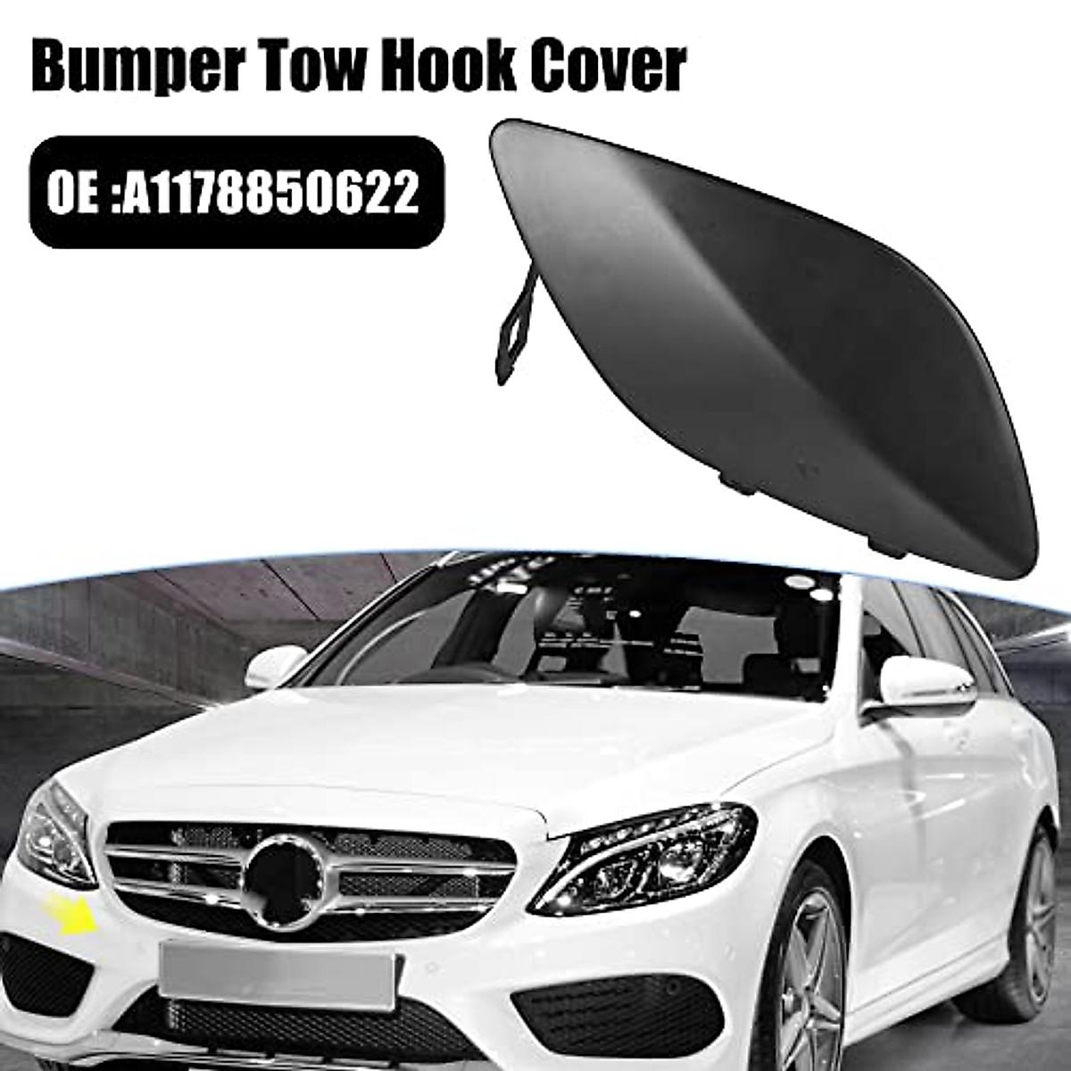 X AUTOHAUX Car Front Right Bumper Tow Hook Cover A1178850622 for Mercedes-Benz CL250 45 2014-2016 Trailer Cap Black