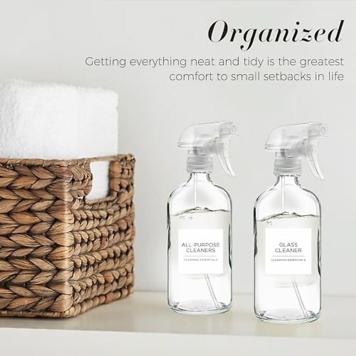 144 PCS Minimalist Laundry Room Labels Set, v2croft Water Resistant Stickers,Water/Oil Resistant Stickers for Laundry Room, Linen Closet Home Bathroom and The Beauty Organization（White)