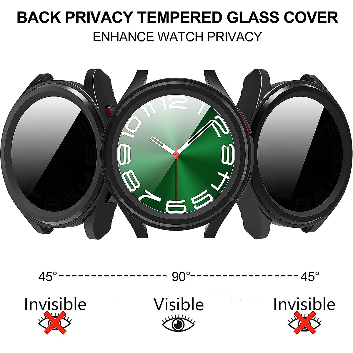 Suoman 4+4 Pack for Samsung Galaxy Watch 6 Classic 47mm Case,Privacy and HD Screen Protector Combination,All-Round PC Matte Protective Cover Bumper -Black