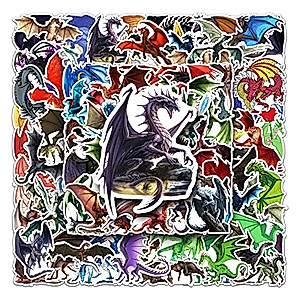 100Pcs Dragons Stickers for Laptops,Cartoon Pterosaur Vinyl Sticker for Kids Teens Adults,Cute Western Dragon House Waterproof Gift Sticker for Water Bottle Skateboard Phone Guitar Decals