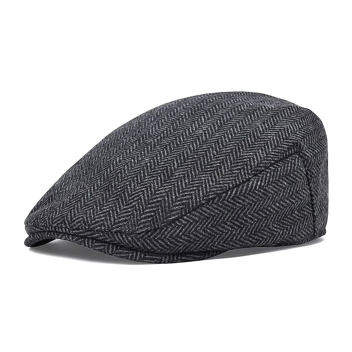 STARANCE Men Hat Wool Blend Newsboy Ivy Hat Tweed Flat Cap (Herringbone Gray, 7 1/2)