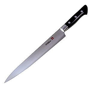 JCK ORIGINAL Hattori Japanese Chef’s Knife, FH-14L Professional Sujihiki Knife, VG-10 Cobalt Steel Pro Kitchen Knife with Ergonomic Black Linen Micarta Handle, 11.8 inch