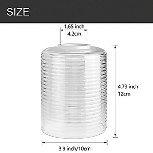 LHLYCLX 4 Pack Cylinder Glass Lamp Shade,Striped Clear Glass Cover Replacements for Lighting Fixtures (Striped glass)