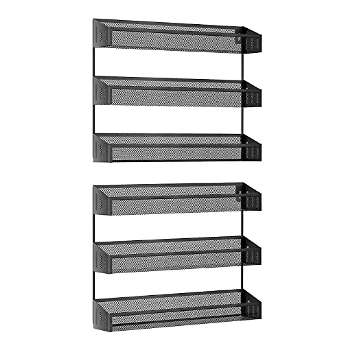 Kufutee 2 Pack Spice Rack Organizer, 3 Tier Wall Mounted Storage Rack Hanging Shelf for Kitchen Cabinet Cupboard Pantry Door Bathroom Shower Cosmetic,Black