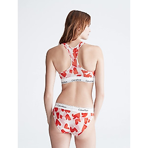 Calvin Klein Women's Modern Cotton Stretch Bikini Panty, Remembered Hearts Orange Odyssey, Medium