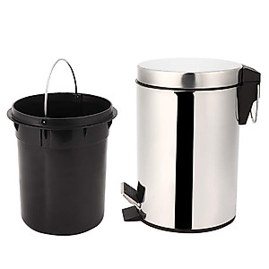 MINGZHE Trash Can Garbage Bin Container 3L Household Stainless Steel Step Pedal Trash Can Dustbin Rubbish Garbage Bin Container Suit for Toilet, Bathroom, Kitchen, Living Room