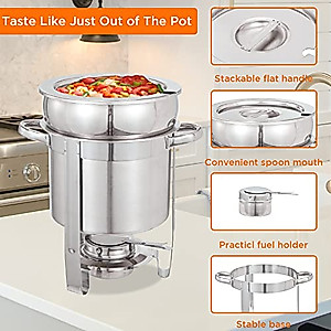 Jollebone Upgraded 2 Pack Soup Chafer, 7 QT Stainless Steel Round Soup Warmer, Soup Chafer with Pot Lid and Fuel Holder for Parties Buffet Wedding Banquets Commercial Grade