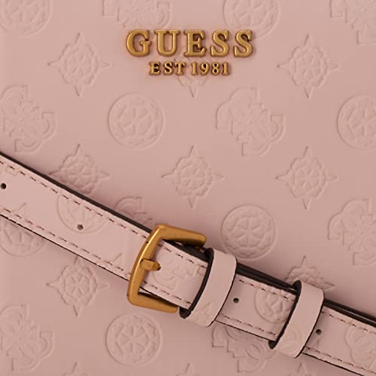 GUESS womens Noelle Double Zip Crossbody, Light Rose Logo, one size US