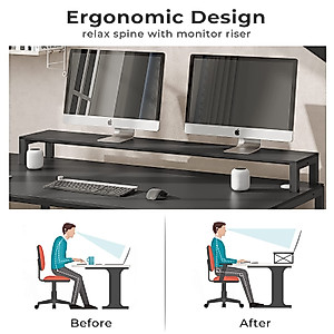 SEDETA L Shaped Computer Desk with Hutch, Drafting Drawing Table for Artists, 68.9 inches Corner Computer Desk for Home Office, Workstation Table with Monitor Stand Riser and Tiltable Desktop, Black