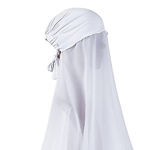 Yeieeo Women's Pre-Sewn Head Scarf Wrap Shawls Stretch Scarf Hijab Cap Chiffon Scarf with Under Caps for Hijabs (White)
