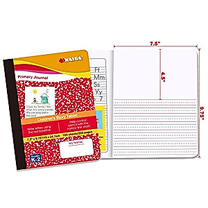 KAISA Kids Handwriting & Drawing Story Journal Writing Tablet, 7.5"x9.75" Composition Notebook For Grades K- 2, 100 Sheets (200 Pages) Creative Story Notebooks,4pads,C10010P