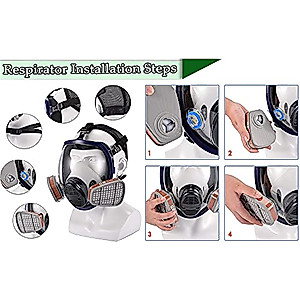 chengchuang 15IN1 Full-Face Respirators,Wide Field of View Lightweight, Widely Used in Paint spray, Chemical,Woodworking