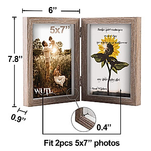 5x7 Picture Frames Double Hinged MDF Wood Grain Shadow Box with Glass Front Stand Vertical on Tabletop