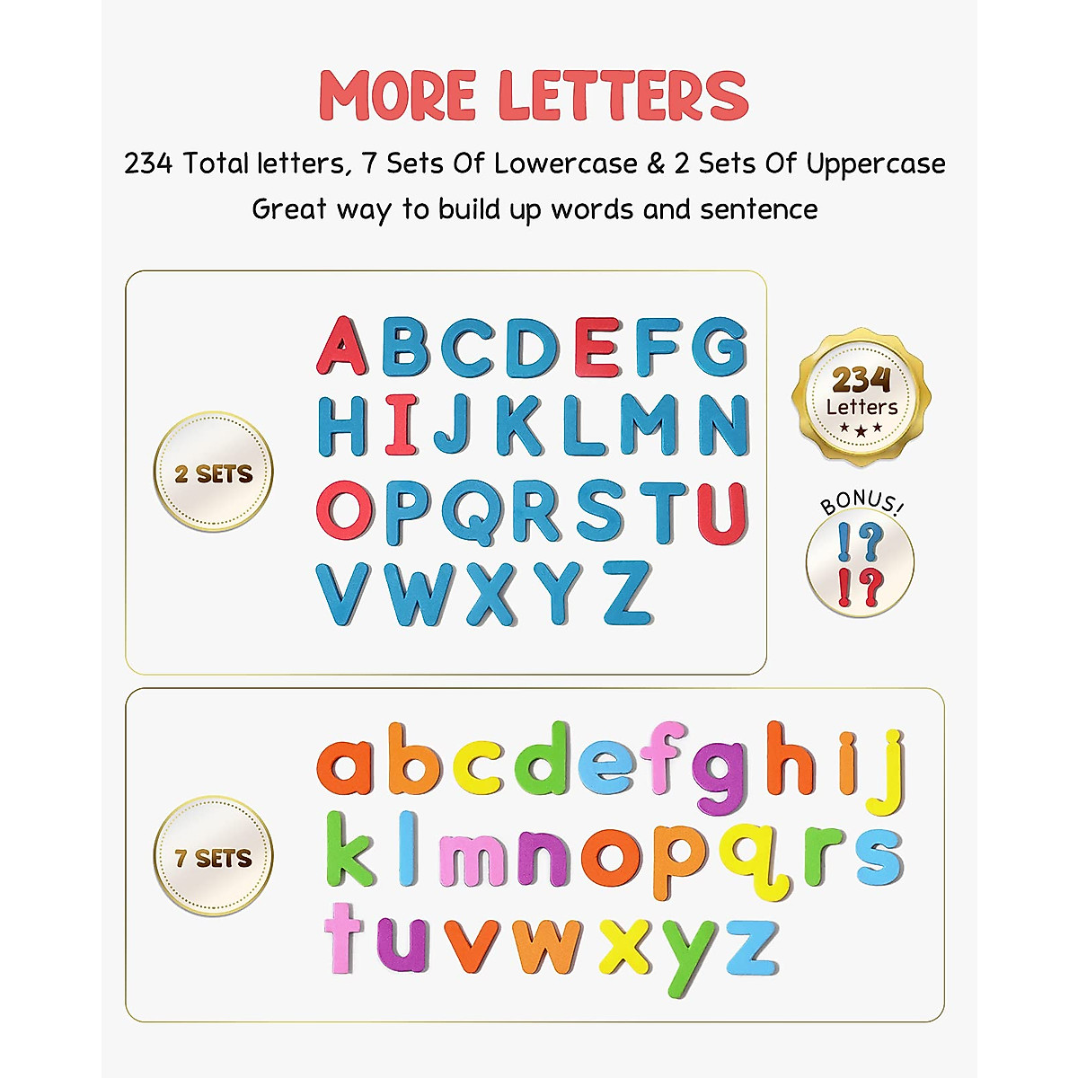 Gamenote Classroom Magnetic Alphabet Letters Kit 238 Pcs with Double - Side Magnet Board - Foam Alphabet Letters for Preschool Kids Toddler Spelling and Learning Colorful ABC Education Fridge Magnets