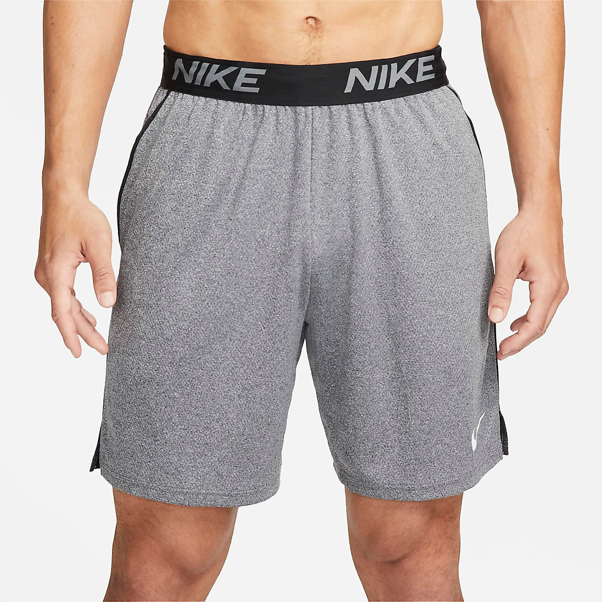 Nike Dri-FIT Hybrid Veneer Men's Training Shorts (as1, Alpha, l, Regular, Regular, Black/Heather/White)