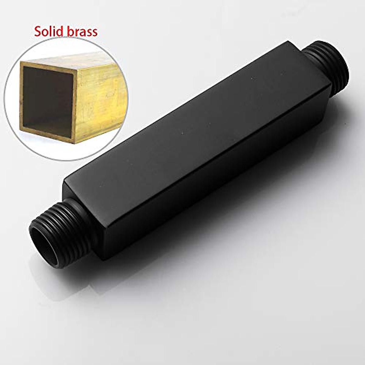 KATAIS Matte Black Shower Arm with Flange, Square - Stainless Steel Ceiling Mounted Extension Pipe for Rainfall Shower Head, 4 inch