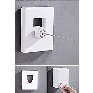 ELLO&ALLO Adhesive Retractable Clothesline with Adjustable Stainless Steel Rope String Hotel Indoor Clothes Dryer, Wall Mounted Shower Drying Line for Bathroom, 13.8 Feets (White)