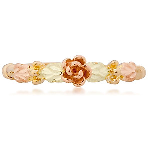 Dakota Rose Leaf Ring, 10k Yellow Gold, 12k Pink and Green Black Hills Gold Size 9
