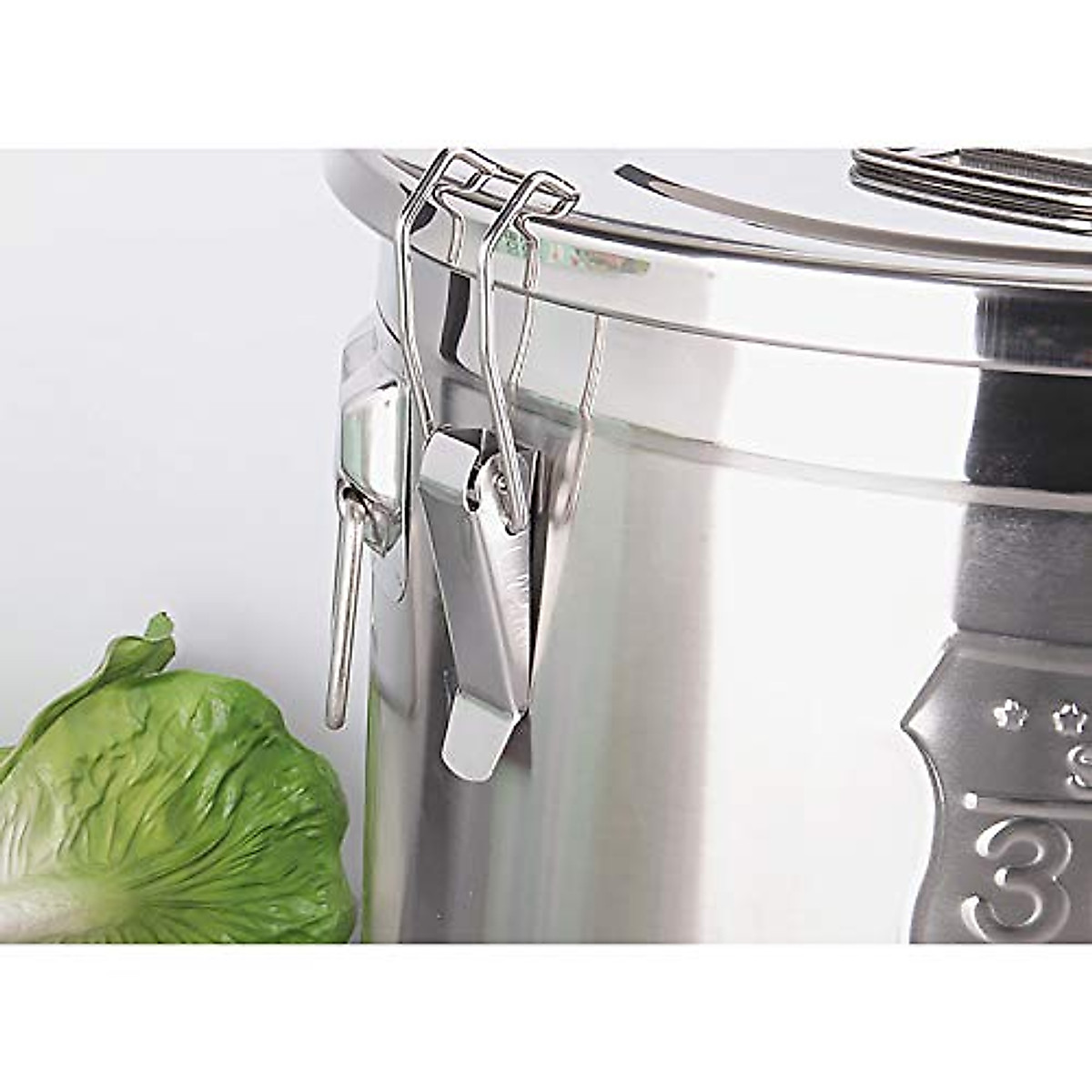 Stainless Steel Airtight Canister for Kitchen, Rice Cereal Grain Canisters Container for Household Kitchen Food Bean Flour Oil Sugar Milk Cookie Storager Bucket w/Handles+Lid (12L)