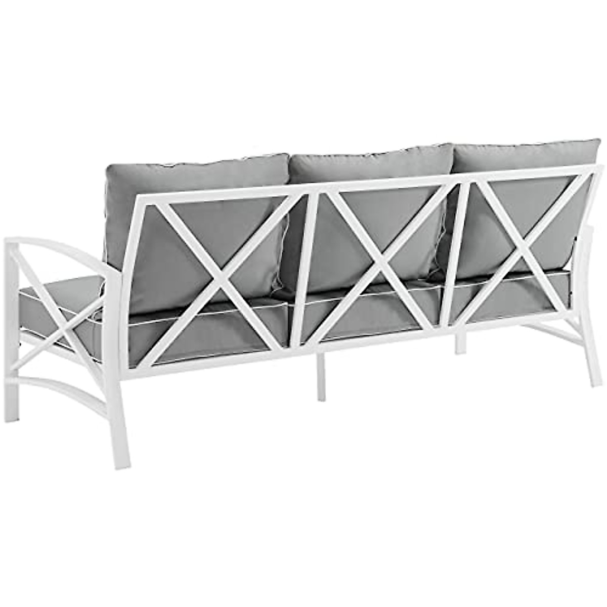 Crosley Furniture KO60027WH-GY Kaplan Outdoor Metal Sofa, White with Gray Cushions