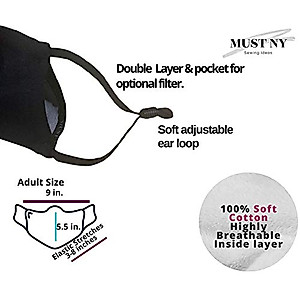 Must NY 3PC - Pack of 3 Teachers Face Mask and Lanyard Reusable Cover | Breathable Bandanna with Filter Slot | Inside Layer Cotton 100% | Men Women | Back to School