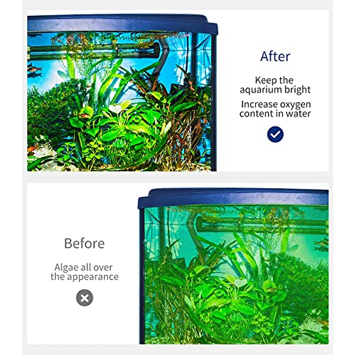 Faveetie Aquarium Algae Scraper for Glass Aquariums with 5 Replaceable Blades, Fish Tank Algae Scraper with Segmented Extension Rod, Aquarium Scraper Aquarium Cleaning Tools for Fish Reef Plant