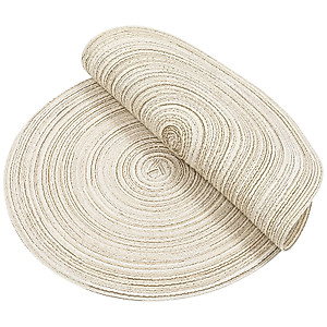 SHACOS Round Placemats Set of 6 Braided Circle Place Mat Washable 15 inch Table Mats for Kitchen Dining Table Mixed Color (Ivory, 6)