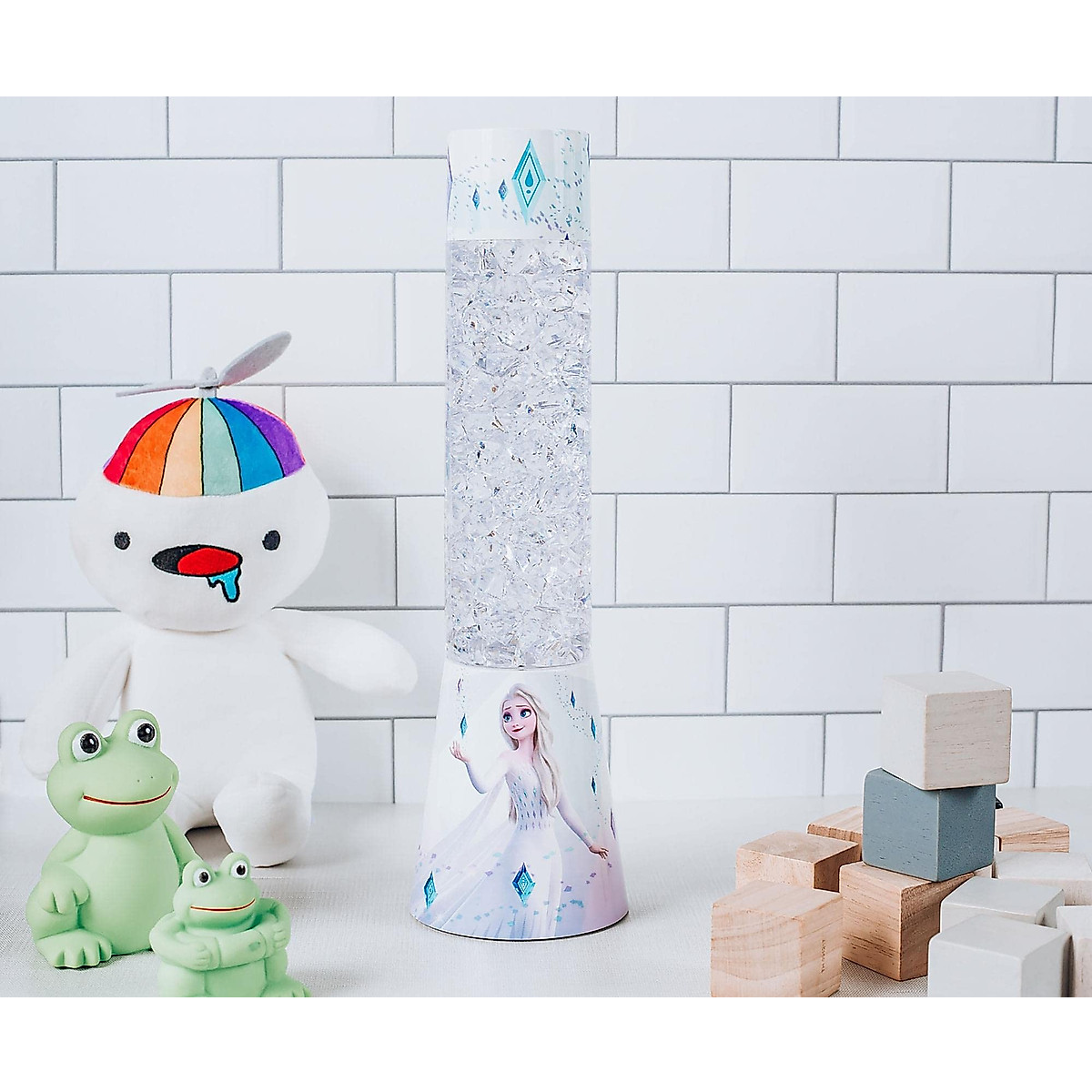 Ukonic Disney Frozen 2 Elsa Glitter Lamp | LED Light, Bedside Table Lamp for Desk | Home Decor Accessories and Room Essentials | Official Disney Princess Collectible | 12 Inches Tall