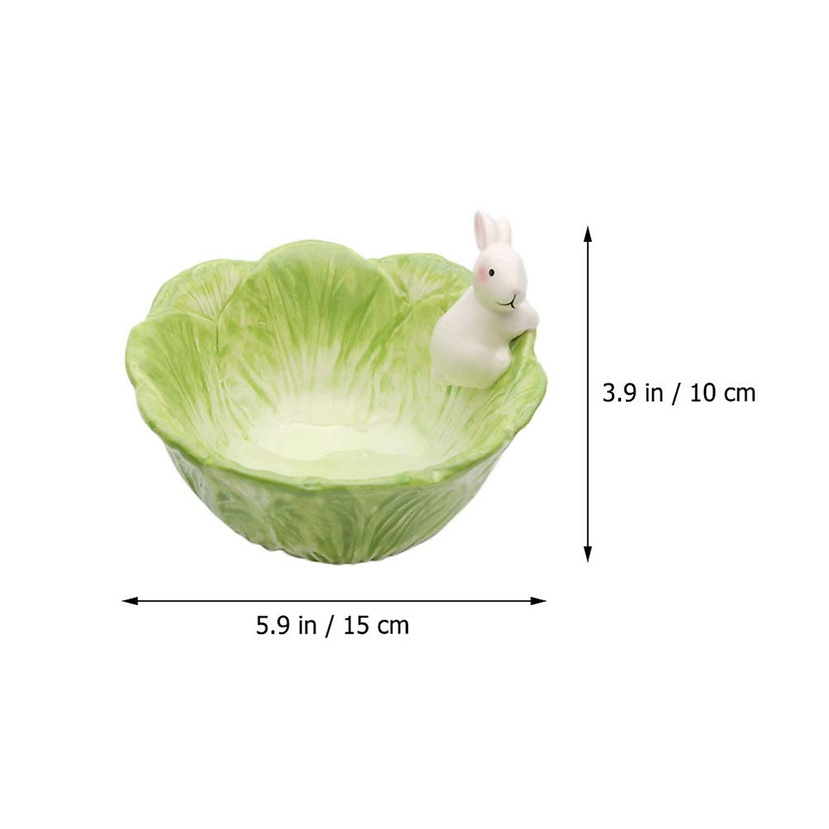 DOITOOL Easter Bunny Candy Dish Ceramic Easter Rabbit Candy Bowl Cabbage Shaped Easter Fruit Salad Dessert Bowl Snack Serving Bowl Easter Bunny Home Decoration (Green)