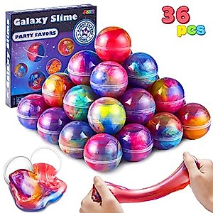 JOYIN Slime Party Favors, 36 Pack Galaxy Slime Ball Party Favors - Stretchy, Non-Sticky, Mess-Free, Stress Relief, and Safe for Girls and Boys - Perfect for Party, Classroom Reward