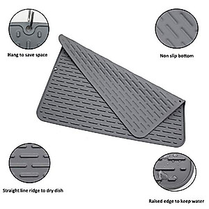 Tongjude Silicone Dish Drying Mat - Small 15" x 10" - Flexible Rubber Dish Draining Mat, Heat Resistant Silicone Trivet, Counter Top Mat, Sink Mat