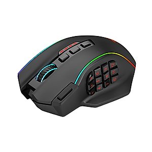Redragon M901 Gaming Mouse RGB Backlit MMO 16 Macro Programmable Buttons, 16000 DPI for Windows PC Computer (Wireless, Black)