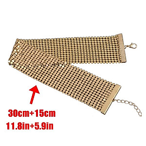 Masiter Sparkly Sequin Mesh Necklace Adjustable Gold Choker Chain Party Costume Jewelry for Women
