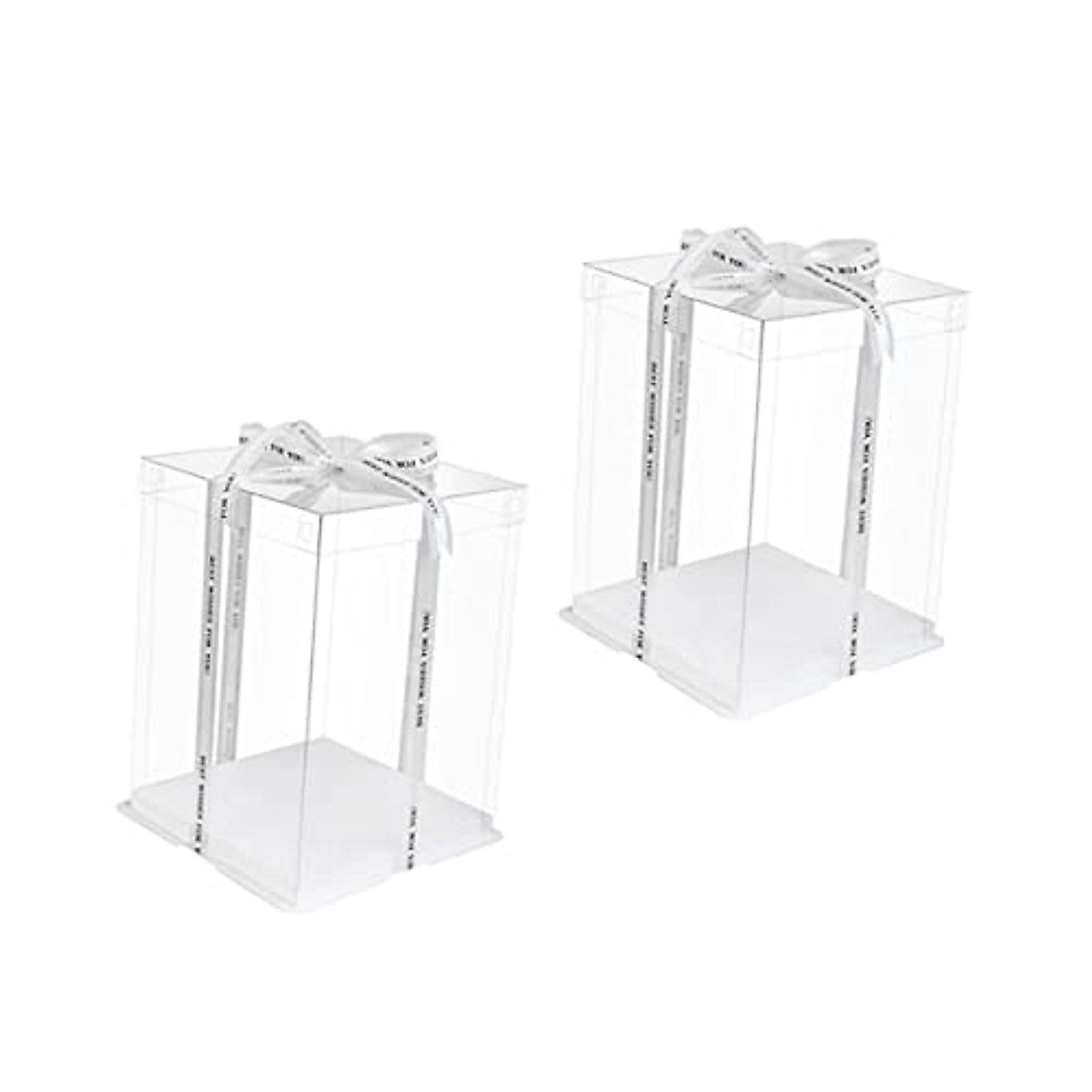 GARVALON 2pcs 3 1 cake box square Cake Carriers clear container with lid Transparent Cake cupcake holder with lid Disposable Cake Containers Carriers baby white gift box the pet Storage Box