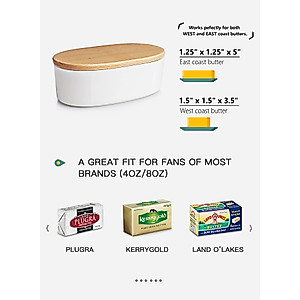Sweese 331.101 Airtight Butter Dish, Oval Butter Dish with Lid for Countertop - Large Butter Keeper Container - Butter Dishes with Cover for 2 Stick of Butter - Housewarming, Kitchen Gift- White
