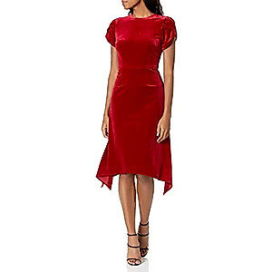 Maggy London Women's Tulip Sleeve Handkerchief Dress, Garnet, 8