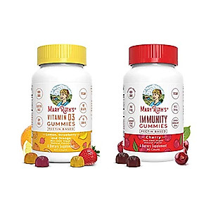 Vegan Vitamin D3 & Elderberry Gummies Bundle by MaryRuth's | Vitamin D3 Gummies (Plant Based) for Kids & Adults, 1000 IUs, 60ct | Immunity Gummies Elderberry 5-in-1 for Kids & Adults, Cherry 90ct