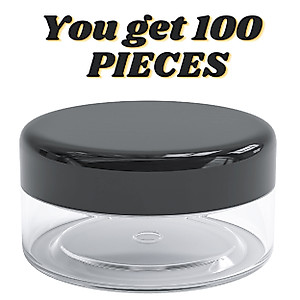 ZAVBE 5 Grams Plastic Containers with Lids 100 pieces BPA Free Sample Containers, Mini Clear Empty Refillable Round Sugar Scrub small 5g/5ml Tiny Jars with Lids for Cosmetics, Lotions