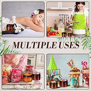 Tanlade 100 Pcs 4 oz Amber Plastic Cosmetic Jars with Lids Empty Leak Proof Container Round Airtight Refillable Cosmetic Jars for Cream, Lotion, Powder, Ointment, Beauty Products Travel Storage