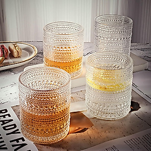 OPAYLY hobnail Drinking Glasses Old Fashion Glass 10oZ rocks glasses Set of 6 glasses Water Juice Cocktail Vintage Glassware Set Gift for Men Women…