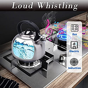 GGC 3L Tea Kettle for Stove Top, Loud Whistling Tea Kettles Water Boiler, Stainless Steel Kettle with Anti-Heat Handle and Simple Touch Button to Control Kettle Outlet