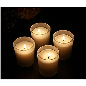 Hosley White Set of 8 Unscented Frosted Glass Filled Votive Candles Hand Poured Using a Vegetable Wax Blend
