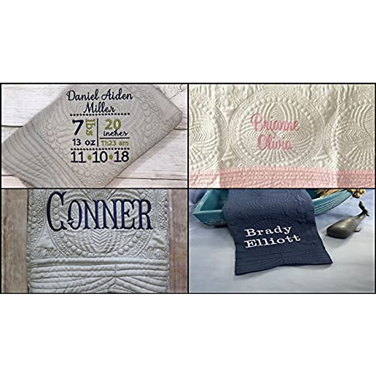 OllieByBeebz Personalized Baby Quilt Baby Blankets Monogrammed Blankets for Kids Baby Blankets for Boys Girls Embroidered Baby Gifts