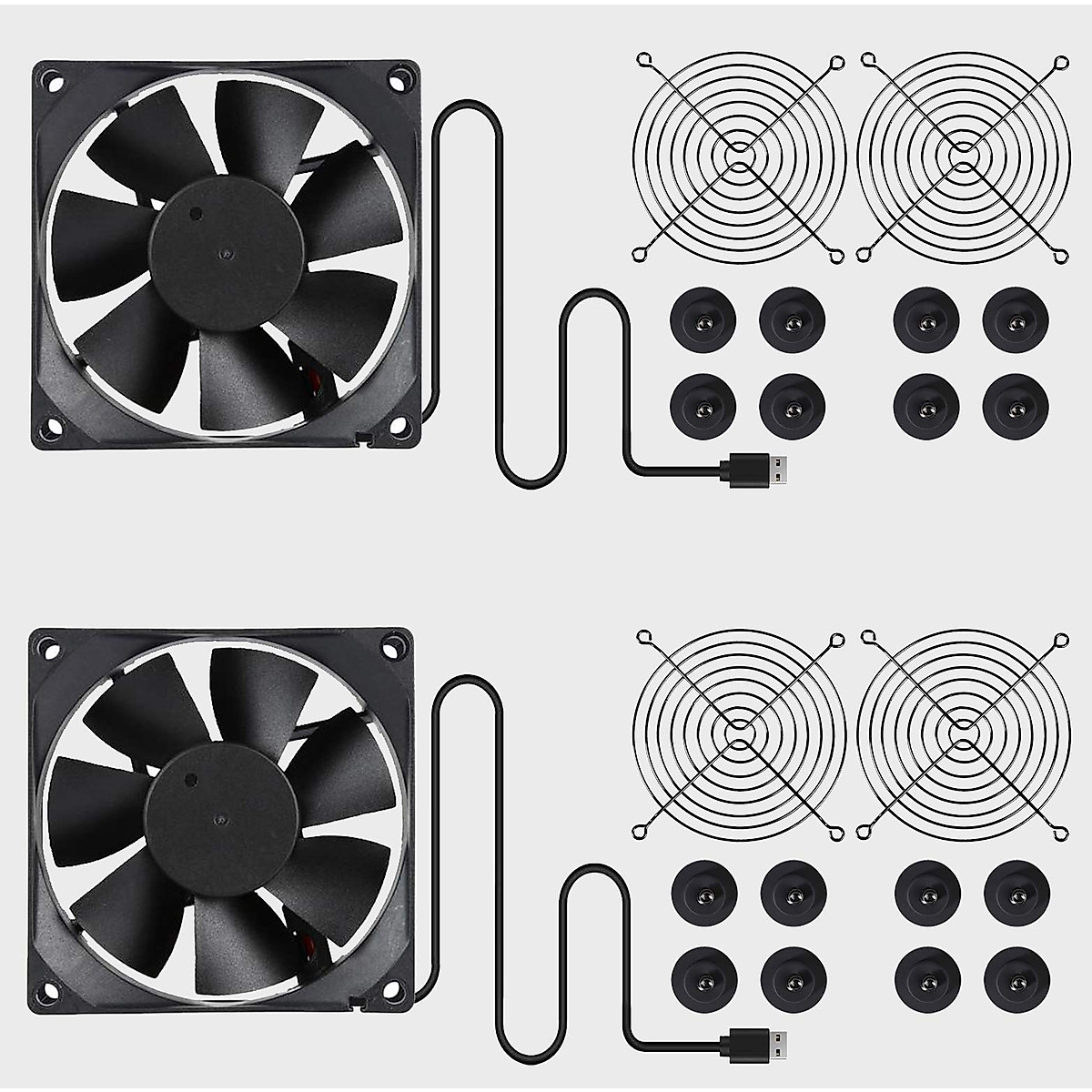 upHere USB Computer Fan Black, Dual 80mm, Silent, 80 * 80*25mm, 1800rpm, 5V, 1.68W, 20dB, Compatible with Desktop, Laptop, TV Box, Receiver, AV Cabin, PS4, Projector, Router